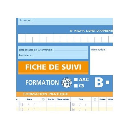 25 fiches de suivi de formation permis B/AAC/CS
